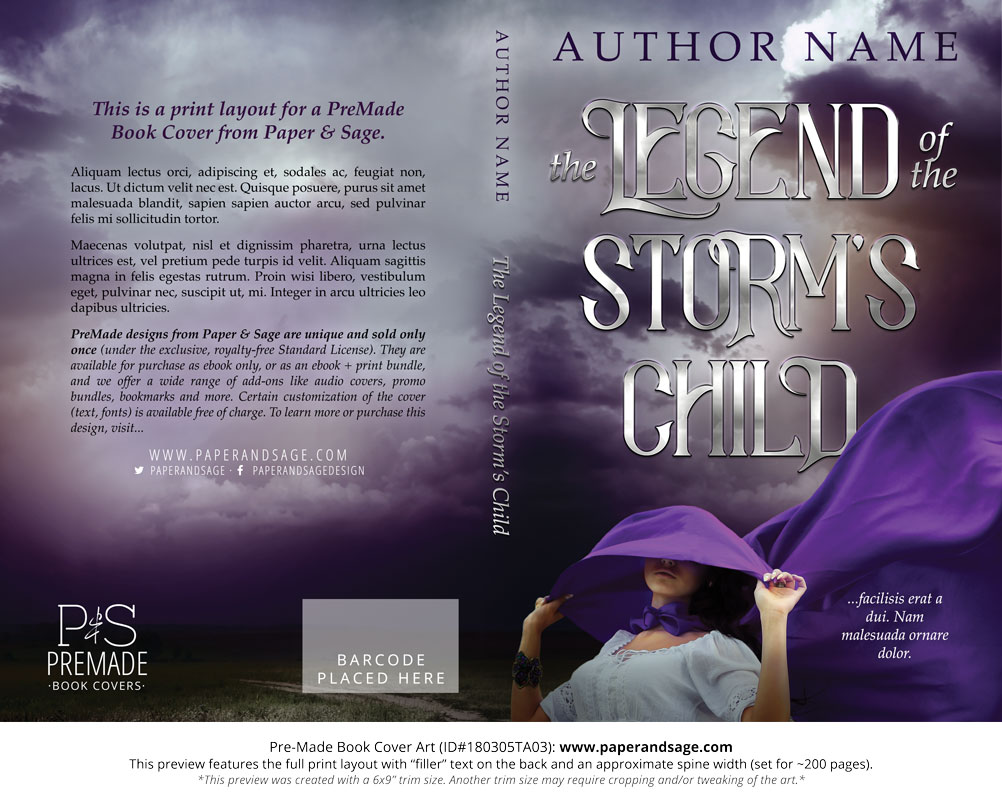 Pre-Made Book Cover ID#180305TA03 (Legend of the Storm’s Child) – Paper ...